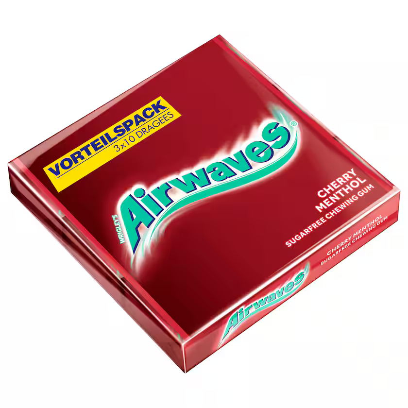 Airwaves Cherry Menthol Kaugummi 3x10 Stück — LEBENSLUST