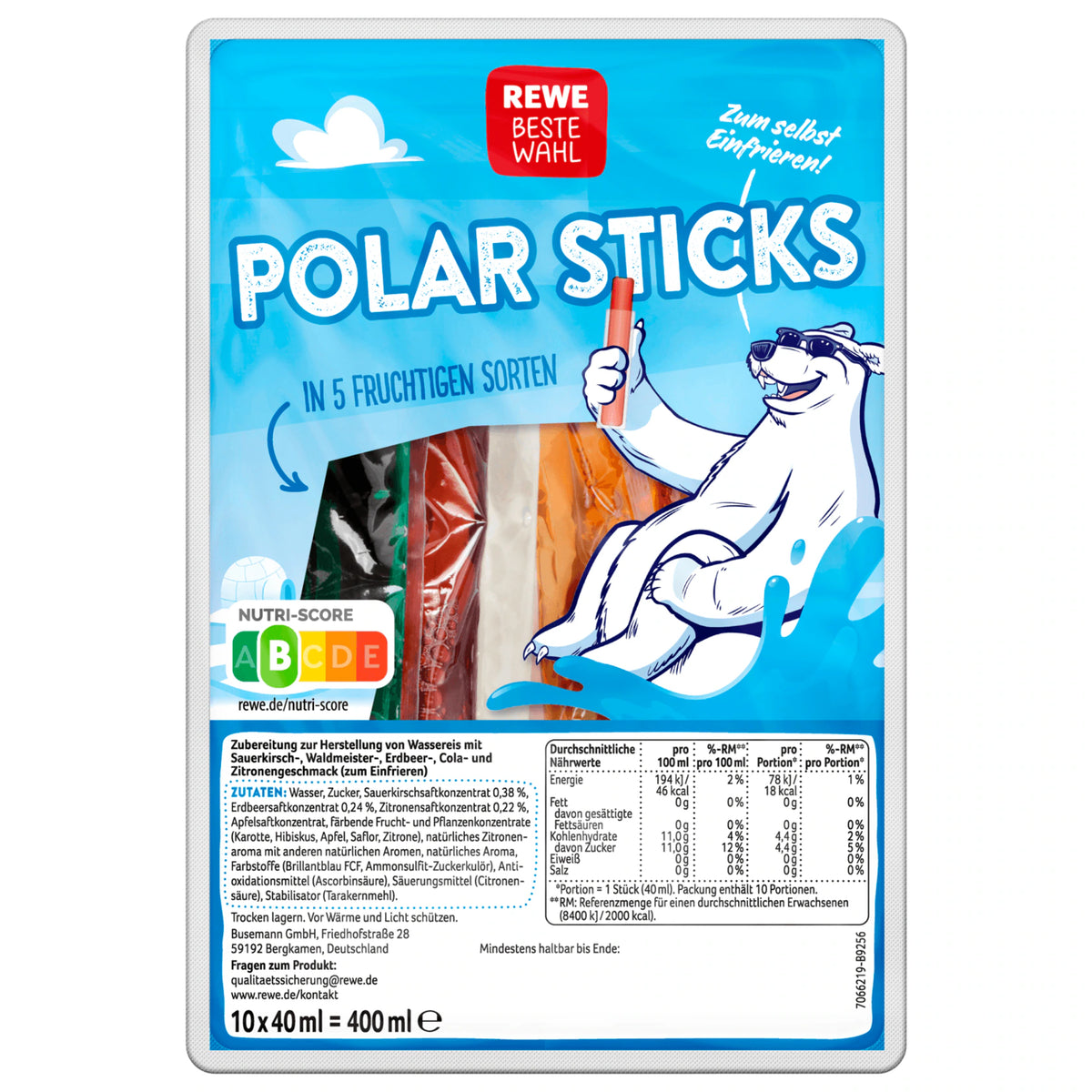 REWE Beste Wahl Wassereis Polar Sticks 10x40ml — LEBENSLUST
